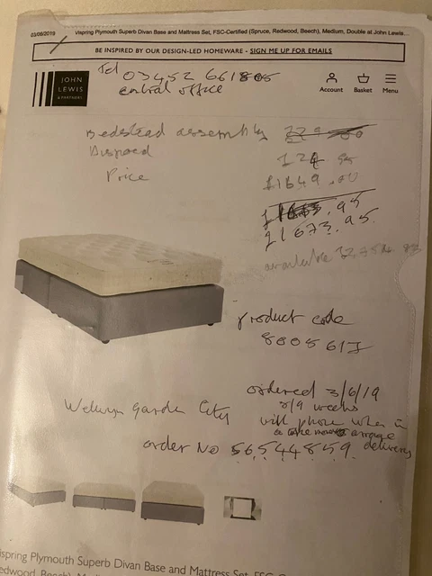 JOHN LEWIS DOUBLE Bed + Vispring Mattress + Oak Headboard (£1800+ New ...