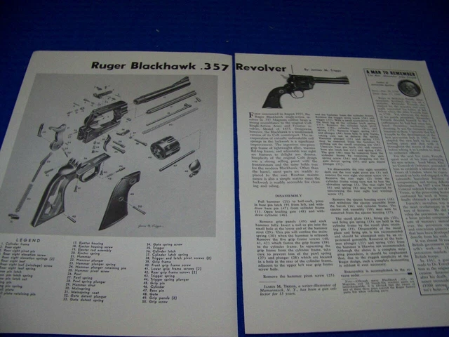 RUGER BLACKHAWK .357 Revolver ..Takedown/Exploded View/Legend..(792Dd ...