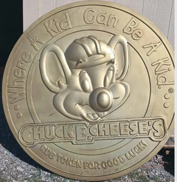 HUGE 48& CHUCK E Cheese Giant Token Original Store Display Wall Art ...