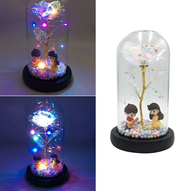 FLOWER LAMPSHADE TABLE Flowers Decoration Glass Bottle LED Light £24.35 ...
