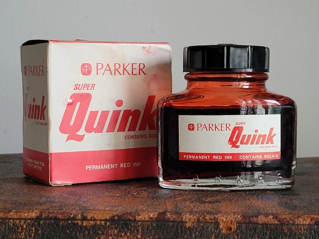 PARKER QUINK PERMANENT Red Fountain Pen Ink 2fl Oz £18.00 - PicClick UK