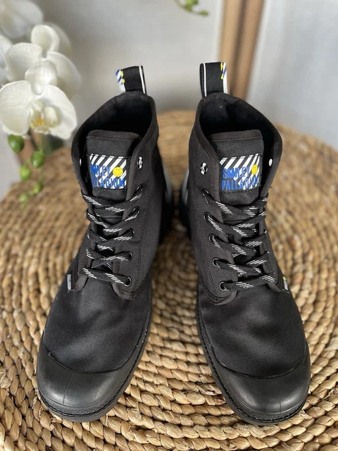 PALLADIUM PAMPA SMILEY collab canvas Hi boots trainers UK 8/ EU 42 £42. ...