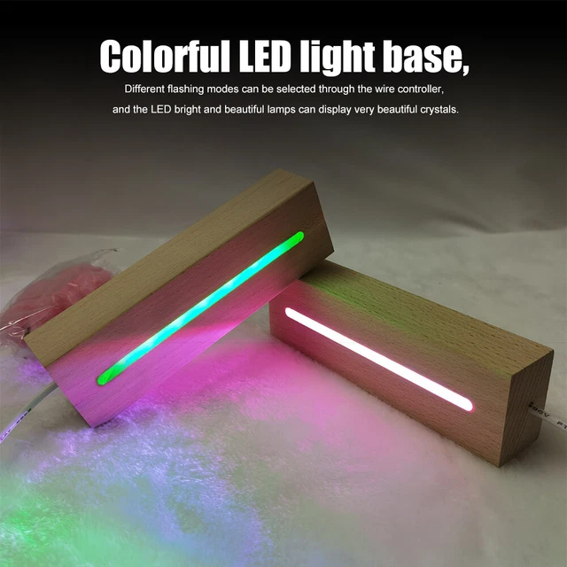 LED LIGHTS DISPLAY Base Stand Wood Lamp Holder for Resin Art Epoxy ...