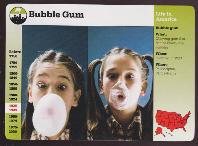 BUBBLE GUM CHEWING Food Photo History 1998 GROLIER STORY OF AMERICA ...