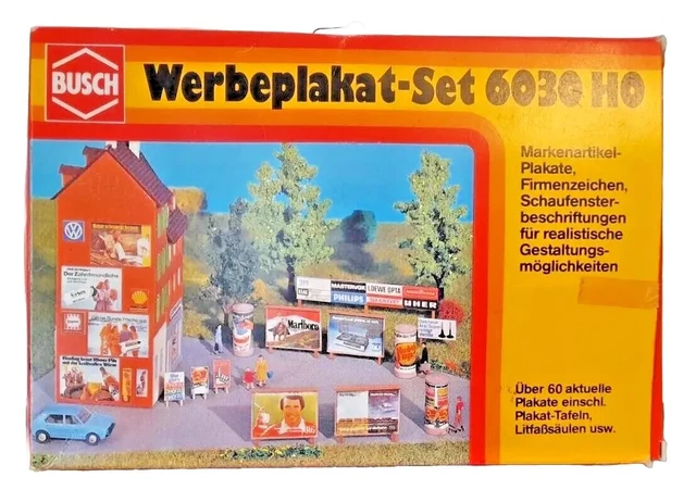 VINTAGE BUSCH 6030 Ho Poster Advertising Set With Billboards Boards Etc ...