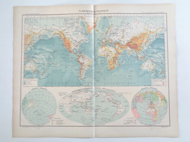 PLANISPHERE OLD MAP 1901 Atlas Hachette Old Map Plan Cartography £4.25 ...