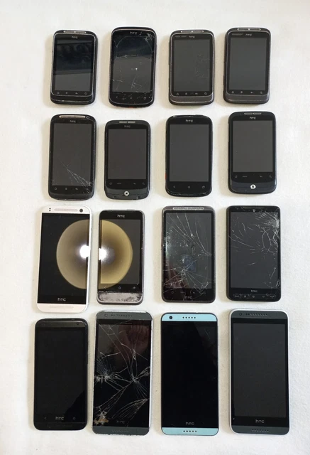 LOT DE 16 HTC HS Hors service smartphones à réparer ou pr Pièces - 2 S'allument EUR 39,00 ...