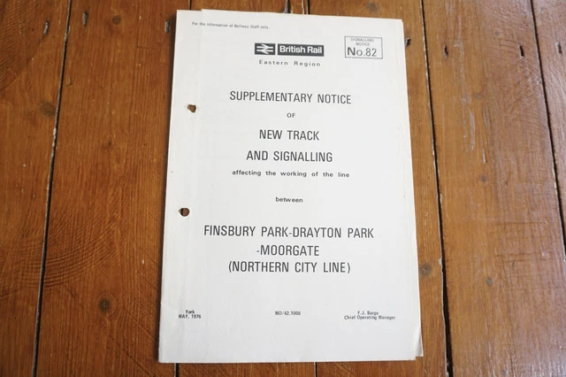 1976 MOORGATE SIGNAL Box Railway Signalling Diagram Notice Map Eastern ...