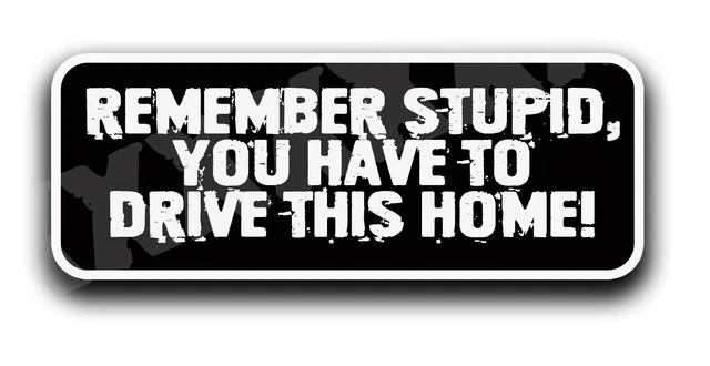 REMEMBER STUPID YOU Have To Drive This Home Decal Sticker Funny Car ...