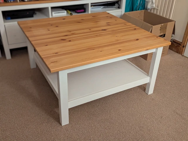 IKEA HEMNES COFFEE Table | White Stained Solid Pine Wood | VGC ...