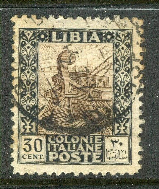 ITALIAN COLONIES LIBIA; 1920s early Antiquity Pictorial issue used 30c ...