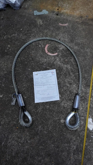 SIZE 22MM X 2M Lifting Wire Rope Sling wt thimble eye WLL 5.9T $69.00 ...