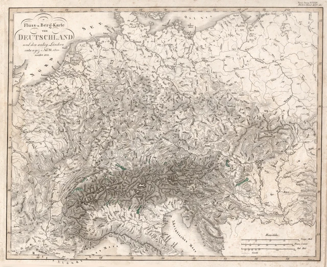 DEUTSCHLAND PHYSISCHE KARTE Original Kupferstich Landkarte Stieler 1832 EUR 60,00 - PicClick DE