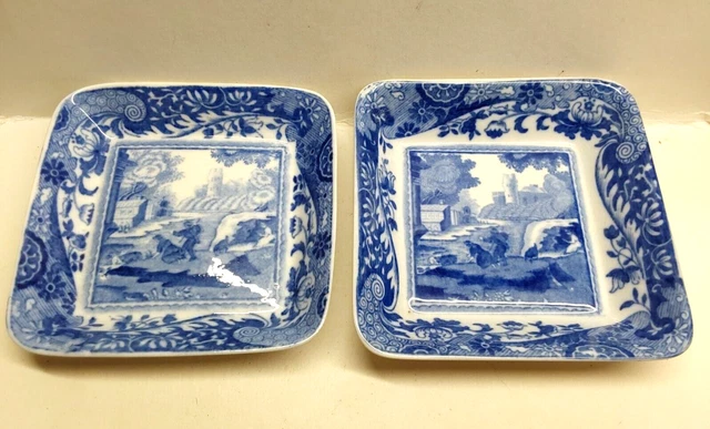VINTAGE SPODE BLUE italian small dishes x2 mint condition £15.00 ...