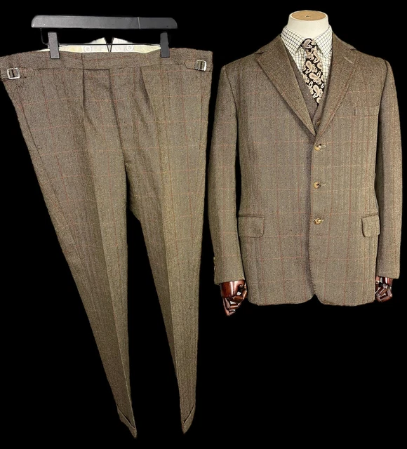 WELSH JEFFERIES SAVILE Row Bespoke Tweed Suit 44R / W42” 1983 3 Piece £ ...