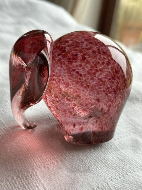 WEDGWOOD GLASS ELEPHANT Paperweight Cranberry Pink Colourway 4" Trunk ...