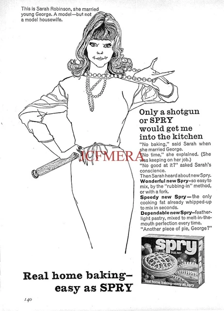 'SPRY' SHORTENING COOKING Fat Food ADVERT (1) Vintage 1966 Print Ad ...
