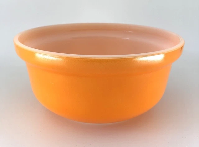 PYREX CROWN MIXING Bowl #4 Orange Mandarin White Milk Glass 1960 1970s ...