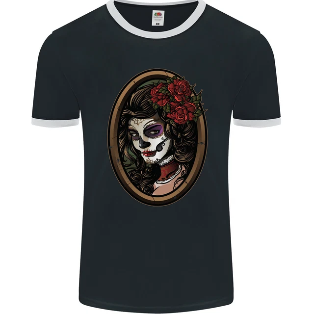 JOUR DES MORTS La Catrina DOTD Tête De Mort T-Shirt Ringer Pour Hommes ...