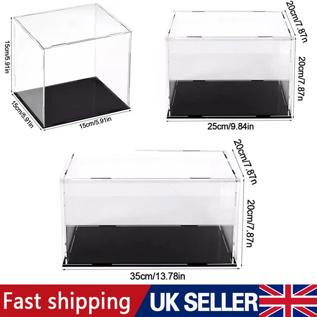 3 SIZE ACRYLIC Display Case Dustproof Box Perspex Clear Collectibles ...