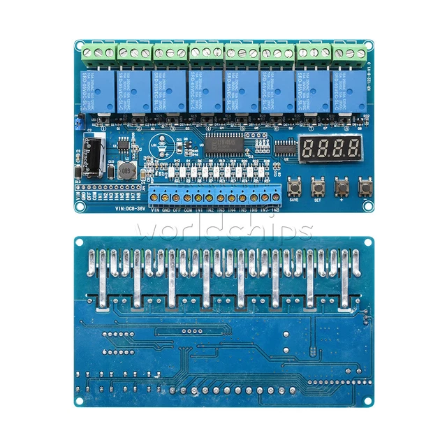 DC8-36V 8 CHANNEL Multi-function Optocoupler LED Time Delay Relay ...