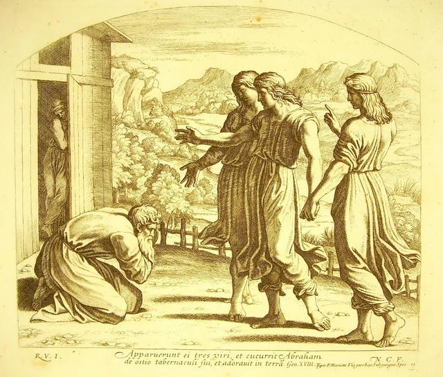 ABRAHAM ET LES trois Anges Angels La Bible Nic Chaperon 1649 ap Raphaël ...