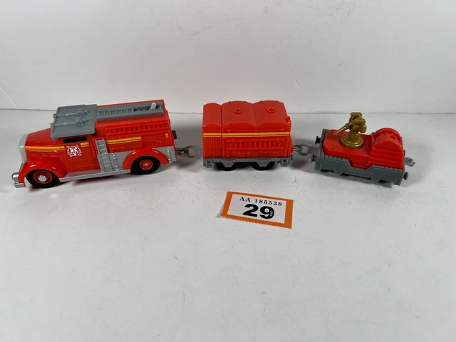 THOMAS TRACKMASTER FLYNN train with original Fire Trucks. Old style ...
