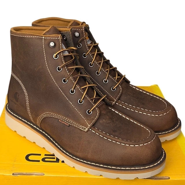 CARHARTT WATERPROOF 6& Wedge Work Boots Men 11.5M Brown Leather Soft ...