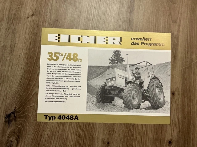 ORIG. EICHER 4048A Prospekt Traktor Schlepper Bulldog Brochure 48PS ...