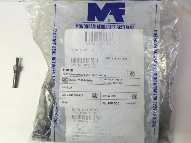 MONOGRAM BLIND LOCKING Fasteners Flush Head(100pc) #MBF2113AB-07-300 ...