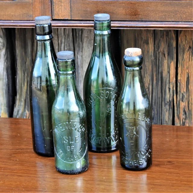 ANTIQUE ENGLISH BULLARD & Sons New & Co GW Pendlebury Glass Green Beer ...
