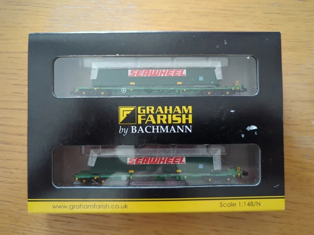 GRAHAM FARISH (377-350) Intermodal Bogie Wagons & 2 45ft Containers ...