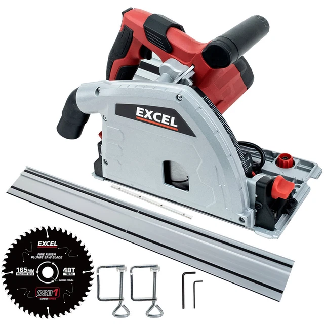 EXCEL CIRCULAR PLUNGE Cut Track Saw With Guide Rail Clams Set & 165mm ...