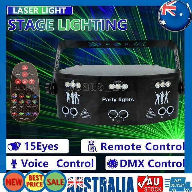 15 EYE PATTERNS LED Stage Lighting RGB Laser Projector Disco Party Club ...