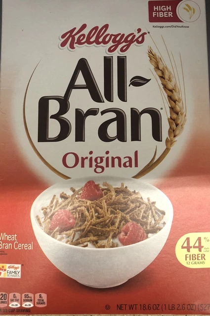 KELLOGG'S ALL BRAN Original Wheat Bran Breakfast Cereal 18.6 oz £16.57 ...