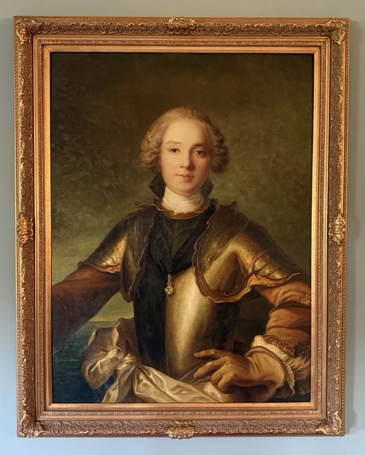 ORIGINAL OIL PAINTING Portrait French Naval Commander Knight of the ...