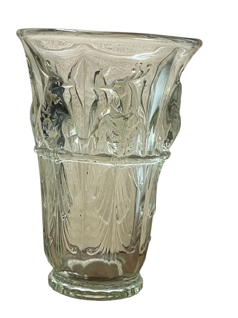 ANCIEN GRAND VASE En Cristal Décor Oiseau Style Verlux Art Deco Bouquet ...