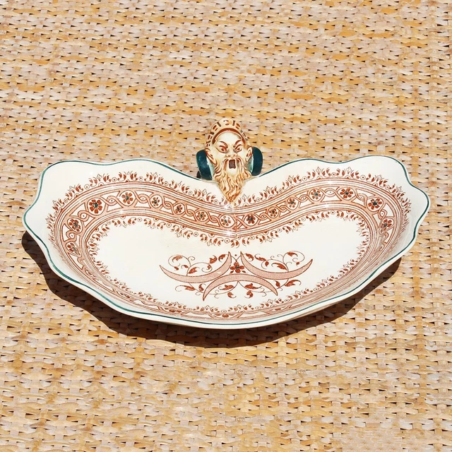 ANCIEN GRAND RAVIER en faïence Terre de Fer de Longwy modèle Henri II ...