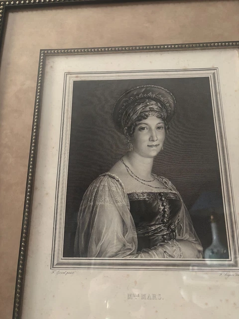 BELLE GRAVURE ENCADRÉE Melle Mars /Comédie Française (baron Gérard) 51 ...