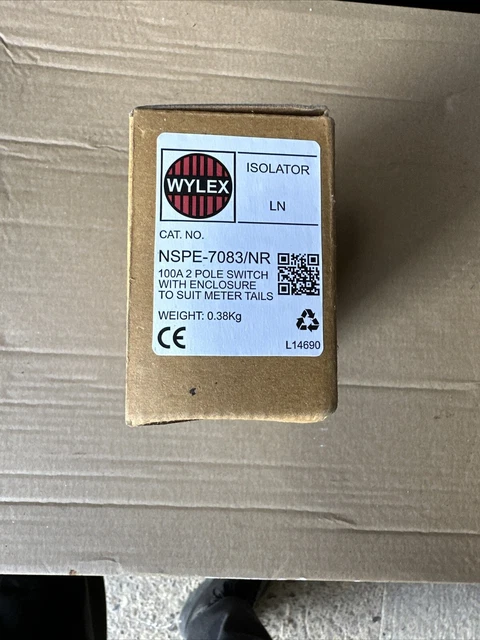 WYLEX ISOLATOR 100A 2 pole switch with enclosure to suit meter tails £8 ...