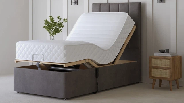 RESTWELL PANEL DESIGN Electric Adjustable Bed with Mattress & Headboard ...