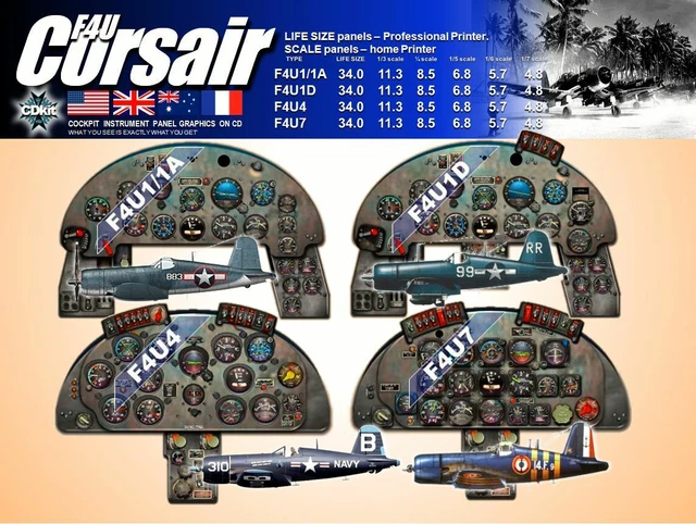 F4U CORSAIR COCKPIT instrument panel CDkit £28.95 - PicClick UK