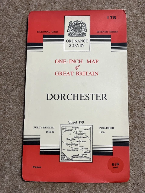 VINTAGE OS ONE Inch Map - Dorchester - Sheet 178 , 1960 Paper Ordnance ...