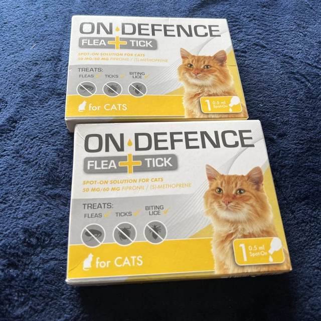2 X ON Defence Flea & Tick Spot-On For Cats £8.00 - PicClick UK