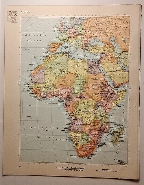 VINTAGE AFRICA ATLAS Map 1965 MSM Rand McNally Cosmopolitan World Atlas ...