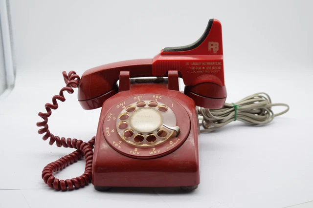 VINTAGE WESTERN ELECTRIC Bell System Red Landline Telephone Rotary Dial ...