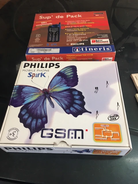 RARE COFFRET TELEPHONE GSM VINTAGE PHILIPS Spark ITINERIS MOBILE 1998 ...