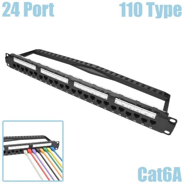 24 PORT CAT6A Patch Panel 110 Type RJ45 Network LAN Ethernet 1U 19 ...