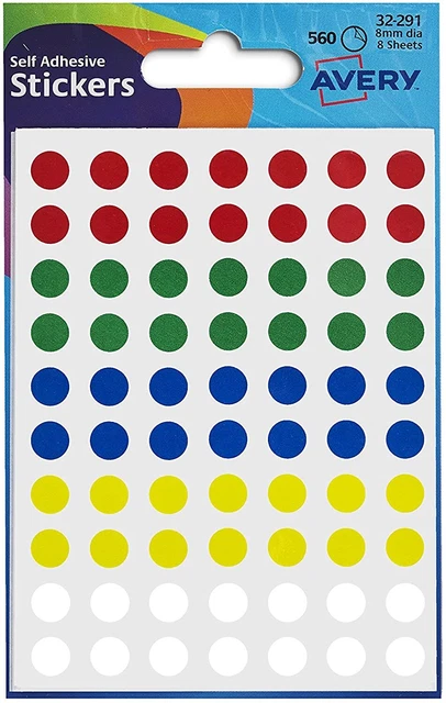CIRCULAR DOT STICKERS Labels 8MM Size Various Colours Pack Of 560 £3.49 ...