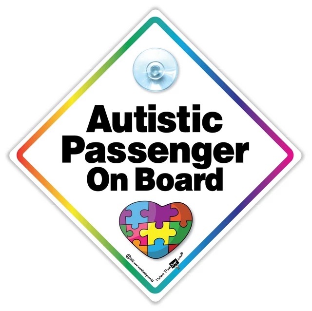 AUTISTIC PASSENGER ON Board Car Sign , Suction Cup AUTISM Sign For ...